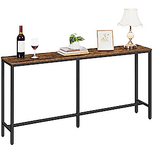 ALLOSWELL 63" Console Table, Narrow Sofa Table, Entryway Table, Industrial Sofa Table, Side Table, for Hallway, Living Room, Bedroom, Sturdy and Stable, Easy to Assemble, Rustic Brown CTHR16001