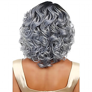 BXzhiri Short Curly Hair Wigs Grey Human Hair Lace Wigs European and American Women's Styling Cool Wig