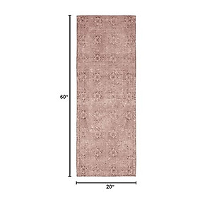 French Connection Home Fontayne Vintage Jacquard Accent Rug, 20"x60", Blush