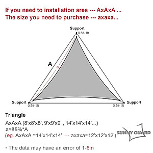 SUNNY GUARD Waterproof Sun Shade Sail 16' x 16' x 16' Turquoise Blue Triangle UV Block Sunshade for Backyard Yard Deck Patio Garden Outdoor Activities and Facility