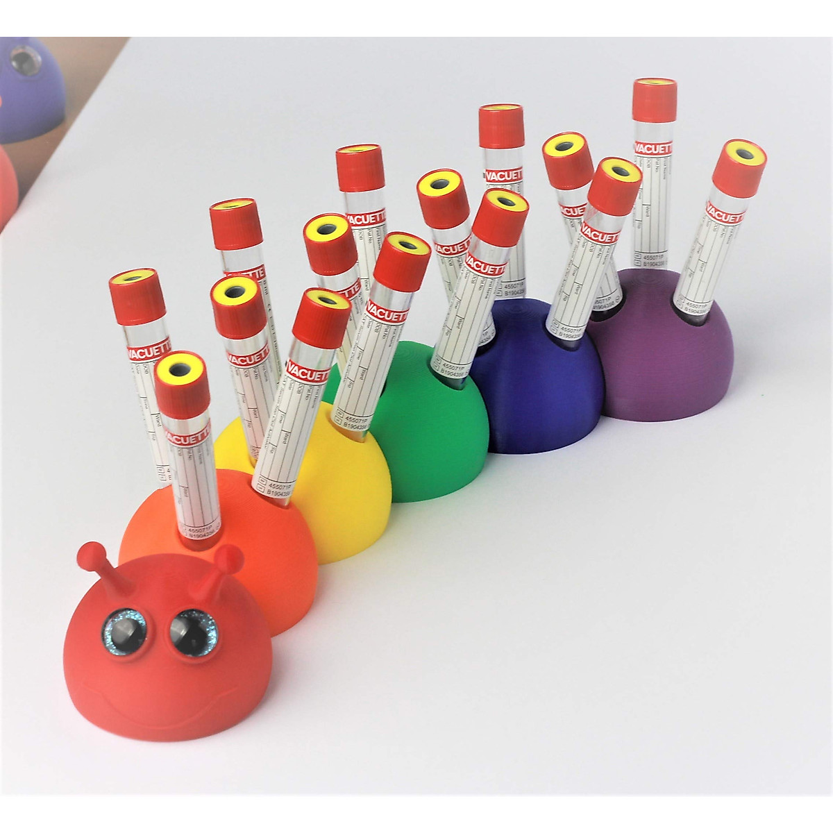 Test Tube Rack, 16mm Tube Size, Holds 15 Tubes, Fun Caterpillar Design (Rainbow, 16mm Tube Size)