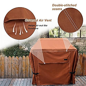 NettyPro BBQ Grill Cover 56 Inch Outdoor Patio 600D Heavy Duty Waterproof 2-3 Burner Barbecue Cover for Weber, Char-Broil, Brinkmann, Nexgrill Grills and More, Brown