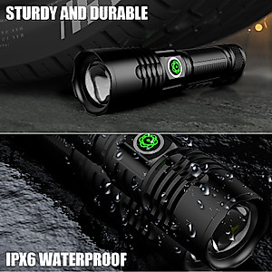 RFIUCH Rechargeable Flashlights High Lumens, 150000 Lumen Super Bright LED Flashlight with 5 Modes, LED Waterproof Handheld Flashlight for Emergencies(2 Pack)