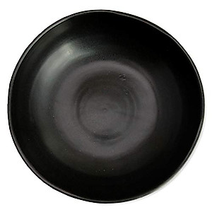 roro Ceramic Stoneware Hand-Shaped Semi-Matte Modern Minimalist Black Low Bowl Set of 2