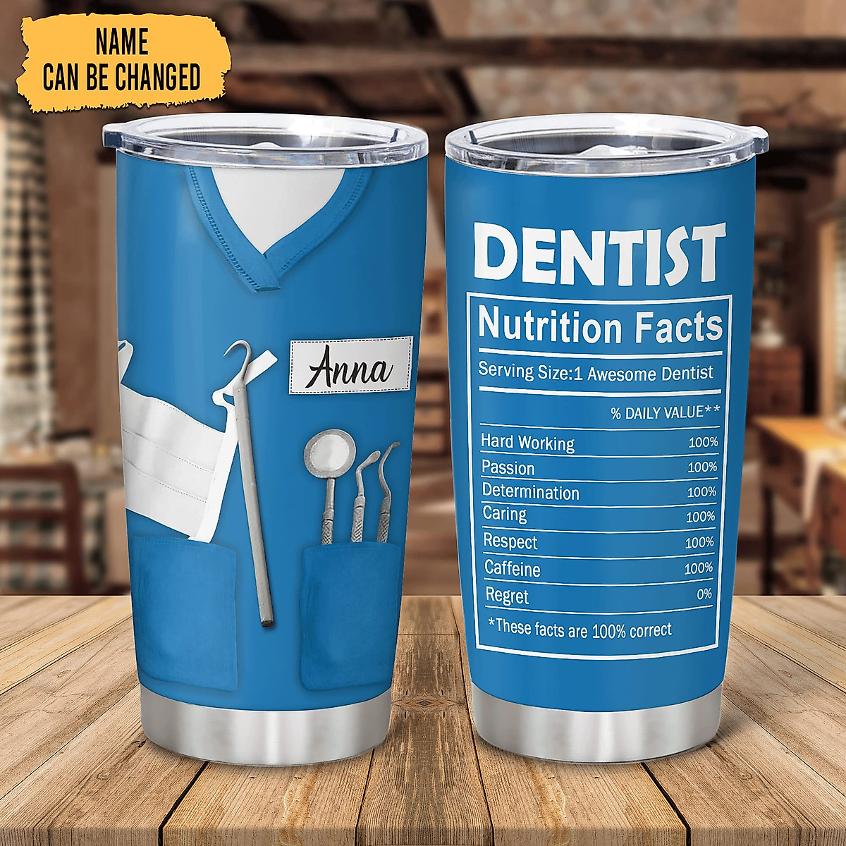 Hyturtle Personalized Dentist Tumbler - Dentist Uniform Custom Name Stainless Steel Tumbler 20 oz With Lid - Idea Gifts For Dentists, Women, Dental Hygiene, Men, Hygienist - Gifts For Birthday