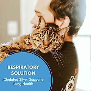 PetSilver Immune Support - Patented Chelated Silver Solution - Promotes Respiratory Health in Cats & Dogs - Allergies, Sinus & Cough Treatment - All-Natural Nebulizer Solution - Easy to Use 16 fl oz