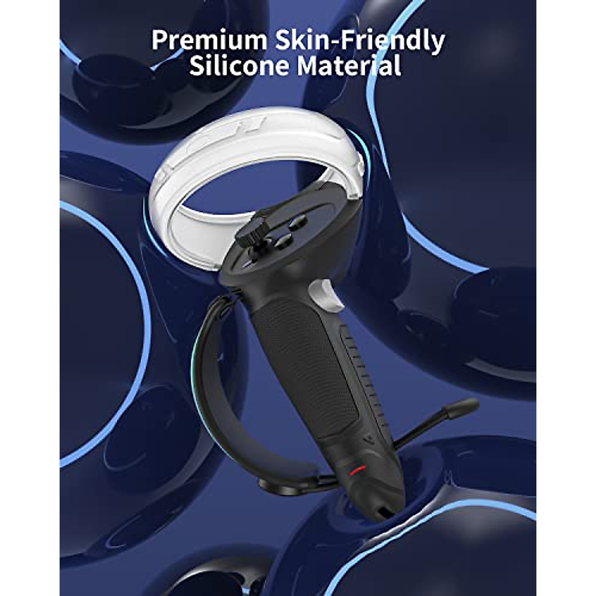 ZYBER Rechargeable Controller Grips for Meta Quest 2 Accessories, Silicone Controller Cover with Reachargable Batteries and Charging Cable Black