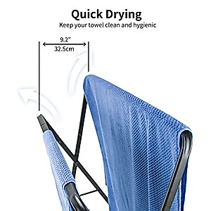 Qflushor Standing Towel Rack, 2-Tier Bathroom Towel Rack Stand Foldable, Outdoor Towel Rack Free Standing Metal for Bath Towel, Hand Towel, Blanket, Matte Black