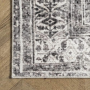 nuLOOM Gladys Machine Washable Vintage Medallion Accent Rug, 2' x 3', Light Grey