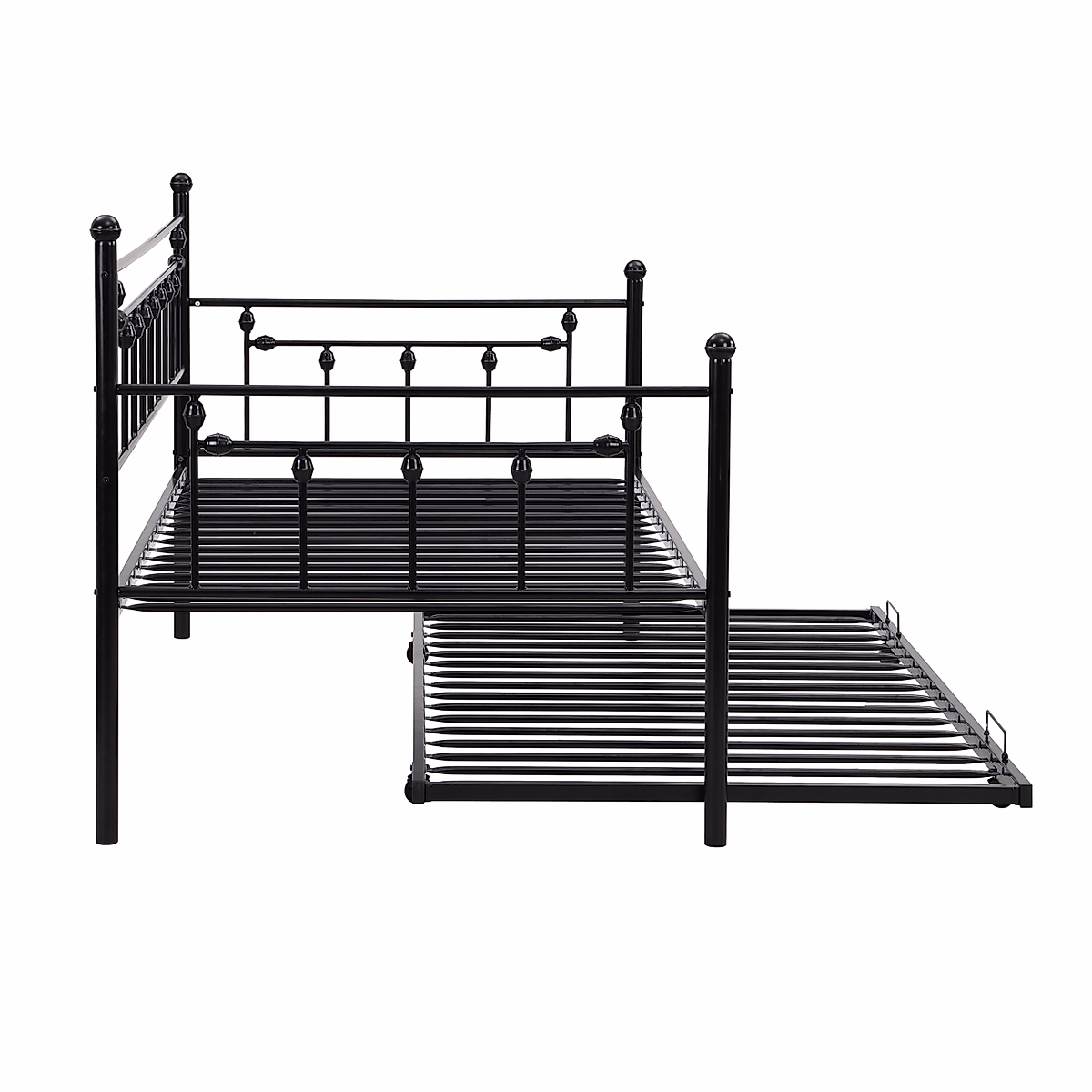 Haplized Twin Size Metal Daybed with Pull Out Trundle, Modern 2 in 1 Sofa Bed Frame for Kids Teens Adults,Single Daybed Sofa Bed Frame for Bedroom Living Room Guest Room,No Box Spring Needed