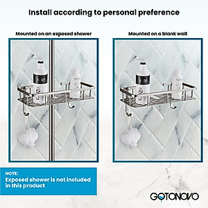 gotonovo Brushed Nickel Shower Shelf Wall Mount Solid Brass Essential Shower Rack Single Pack One Layer Bathroom Shower Rack Basket Arm Mount Shower Storage