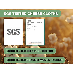 Olicity Cheese Cloths, Grade 90, 45 Sq Feet, Reusable Cheese Cloth with Closed Edges Unbleached Cotton Cheesecloth for Straining, Fine Mesh Fabric Muslin Cloth for Cooking, Baking, Milk,Crafts-5 Yards