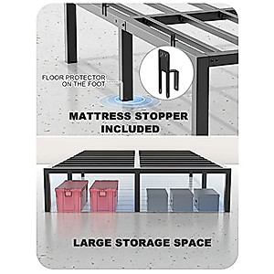 Nazhura Queen Size Heavy Duty Steel Bed Frame Platform Mattress Foundation,14 Inch Height No Box Spring Needed (Mattress Anti Slip Stopper Included) (Queen Size)