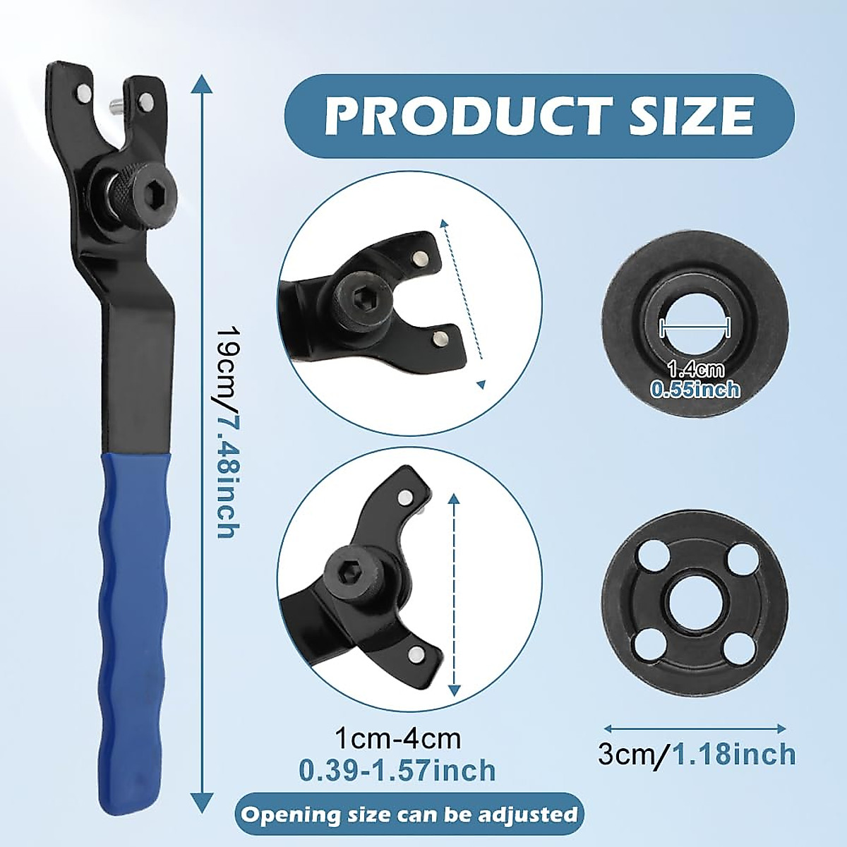Angle Grinder Wrench, Universal Adjustable Grinder Spanner, with 4PCS 5/8-11 Angle Grinder Nut, Compatible with Grinder Parts