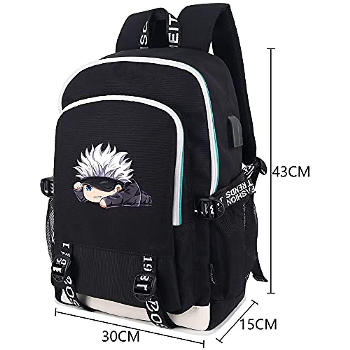 Roffatide Anime Jujutsu Kaisen Gojo Satoru Laptop Backpack with USB Charging Port & Headphone Port