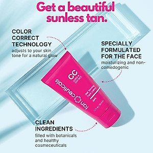 Tanceuticals Facial Self Tanner - Self Tanning Lotion for Face Gives Natural, Long Lasting Sunless Tan - Fresh Coconut Scent - Won’t Clog Pores or Cause Acne - Easy to Apply - 1.7 oz (Dark)