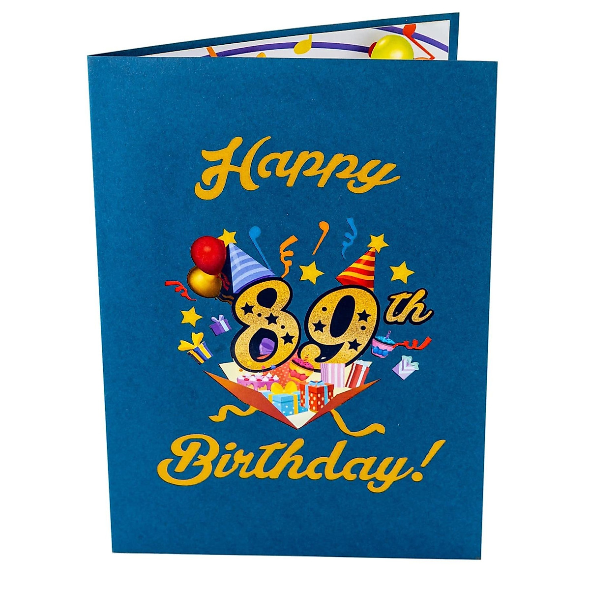 iGifts And Cards Happy 89th Blue Birthday 3D Pop Up Greeting Card – Awesome 89 Birthday Card For Woman, Man, Happy Eighty Nine Birthday Gift For Mom, Dad, Wife, Husband Present, 5" X 7"