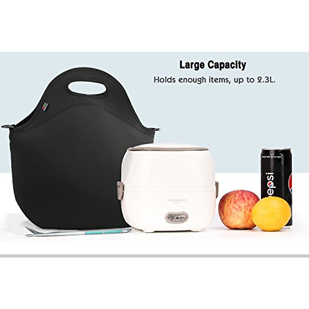 Nuovoware Insulated Lunch Bag for Women, Neoprene Lunch Tote Bag Picnic Lunch Box Bag with Adjustable Cross-Body Strap, Black