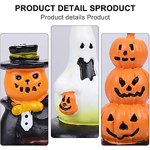WINOMO 3Pcs Halloween Pumpkin Figurine Decorations,Halloween Pumpkin & Ghost Statue for Halloween Christmas Birthday Decor