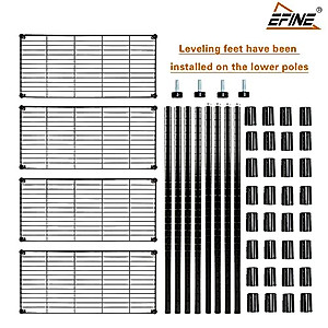 EFINE 4-Shelf Shelving Unit with Shelf Liners Set of 4, Adjustable, Metal Wire Shelves, 150lbs Loading Capacity Per Shelf, Shelving Units and Storage for Kitchen and Garage (30W x 14D x 47H) Black