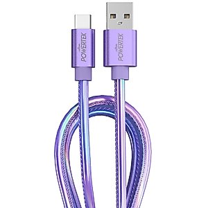 LIQUIPEL Powertek Metallic Shine USB Type C Charger Cable, 6ft Fast Charging USB C Cord, Adapter for Car, Galaxy, Android, Note, MacBook, Nintendo, PlayStation, Chromebook, Pixel (Purple)