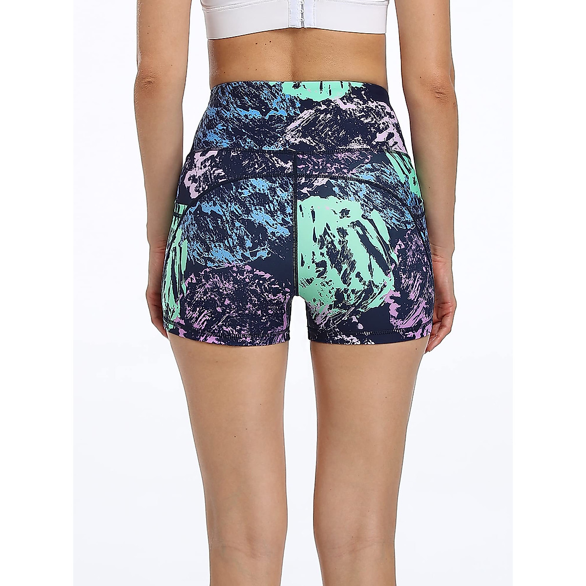 CADMUS Women's High Waist Yoga Shorts Spandex Running Side Pockets,3 Pack,16#,Dark Green & Navy & Wine Red,Medium