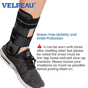 Velpeau Ankle Brace - Stirrup Ankle Splint - Adjustable Rigid Stabilizer for Sprains, Tendonitis, Post-Op Cast Support and Injury Protection for Women and Men (Gel Pads, Large - Right Foot)