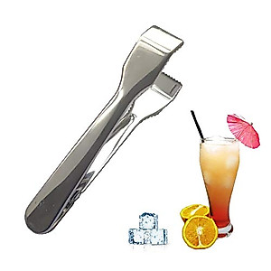 TOONEV Stainless Steel Ice Tongs with Sawteeth for Ice Bucket Ice Sugar Cubes Coffee Bar Food Serving (2pcs)