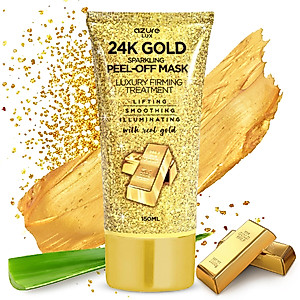 AZURE 24K Gold Firming Peel Off Face Mask- Anti Aging, Lifting, Illuminating & Revitalizing - Removes Blackheads, Dirt & Oils - With Hyaluronic Acid and Collagen - Skin Care - 150mL