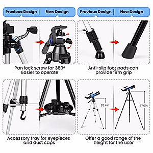 Telescope for Beginners,70mm Aperture 400mm AZ Mount Photography Tripod 17.9-47.6In Astronomical Refracting Telescope for Adults Kids, Portable Travel Telescope with Backpack Phone Adapter