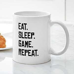 CafePress Eat Sleep Game Repeat Mugs Ceramic Coffee Mug, Tea Cup 11 oz