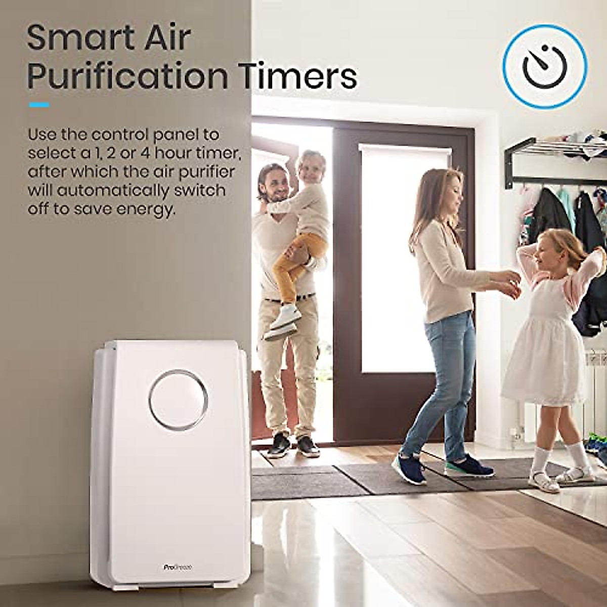 Pro Breeze Air Purifier for Home - 5-in-1 HEPA Air Purifier with HEPA Filter - 500 Sq Ft Coverage for Home Office, Living Room, Bedroom