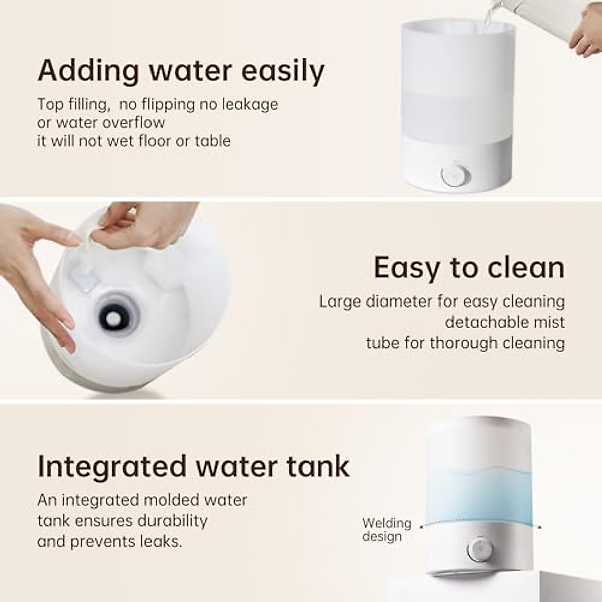 YOGIN Humidifiers for Bedroom Large room,Top fill 2.5L Ultrasonic cool mist Humidifiers for Baby Nursery and Plants,Up to 24 Hours, 24db Quiet,Night Light, Auto Shut Off, Easy Clean Humidifier