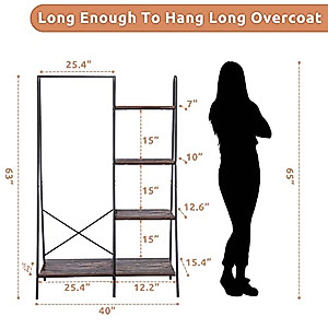 YOUDENOVA Clothing Rack with Bottom Shelve, Industrial Garment Rack with 3 Mesh Shelves, Freestanding Closet Heavy Duty with 2 Fabric Storage Boxes