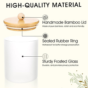 20 oz Glass Qtip Holder Dispenser with Bamboo Lids and Tray, 3 Pack Bathroom Organizers and Storage Bathroom Decor Farmhouse Decor, Apothecary Jars for Cotton Swab, Cotton Ball, Cotton Pads and Floss