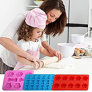 Puppy Dog Paw and Bone Silicone Molds, Sonku Silicone Trays Candy Molds for Chocolate, Candy, Jelly, Ice Cube, Dog Treats (5Pcs/set)