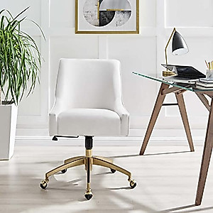 Modway Discern Performance Velvet Swivel Office Chair in White