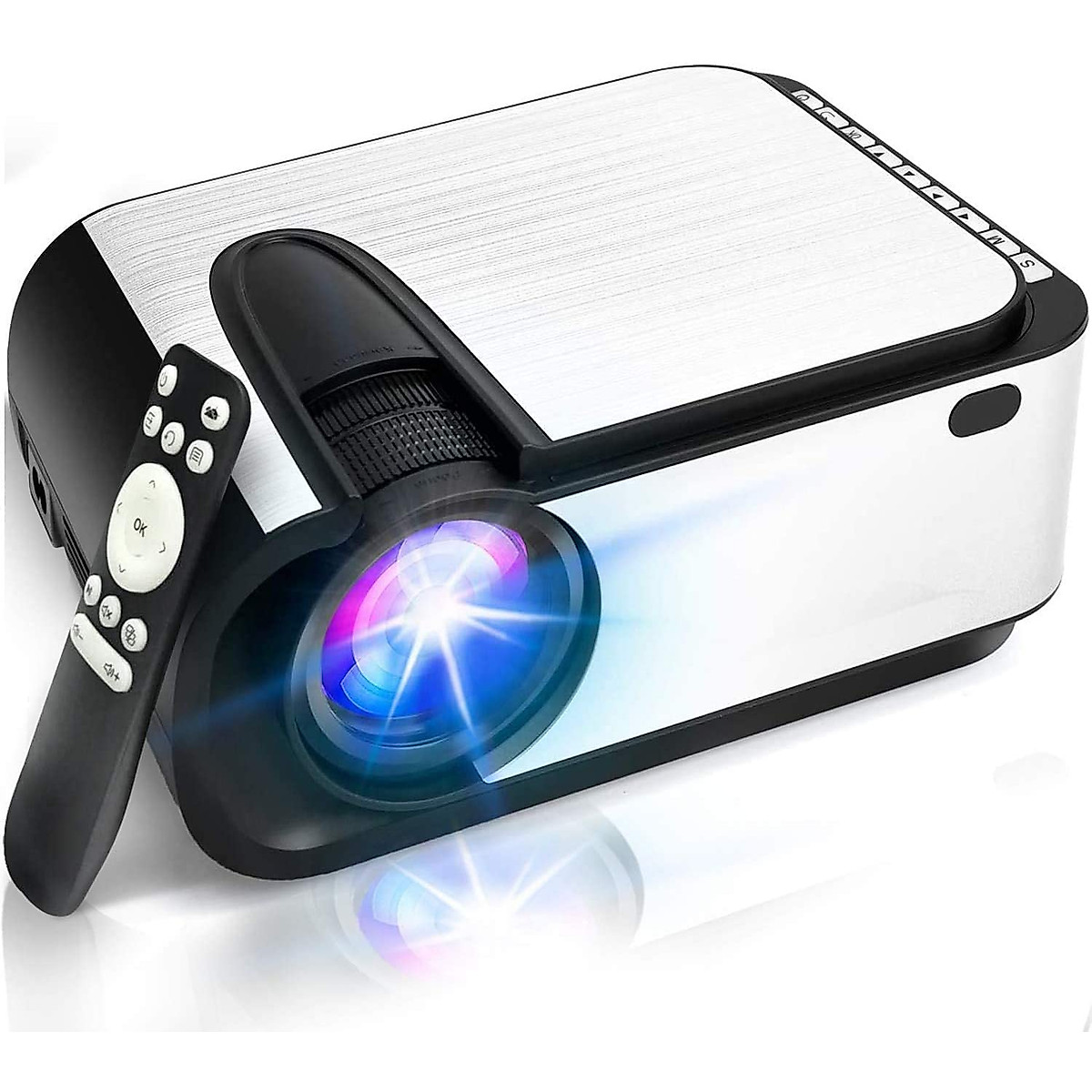 Mini Projector,Patviti Portable Projector with 8000 Lumen and Full HD 1080P for Multimedia Home Theater Video Projector,Compatible USB, VGA, AV, Smartphone, Pad, TV Box, Laptop