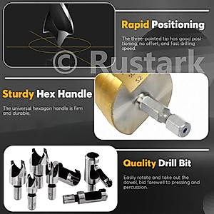 Rustark 26Pcs Woodworking Drill Bit Tool Set with High Speed Steel Three Pointed Countersink Drill Bits Wood Plug Cutter Automatic Center Hole Punch for Woodworking Drilling Countersinking