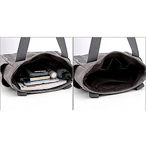 JIANLINST Women's Canvas Tote Handbags Multi-pocket Retro Casual Shoulder Bag Top Handle Satchel Tote Purse Black