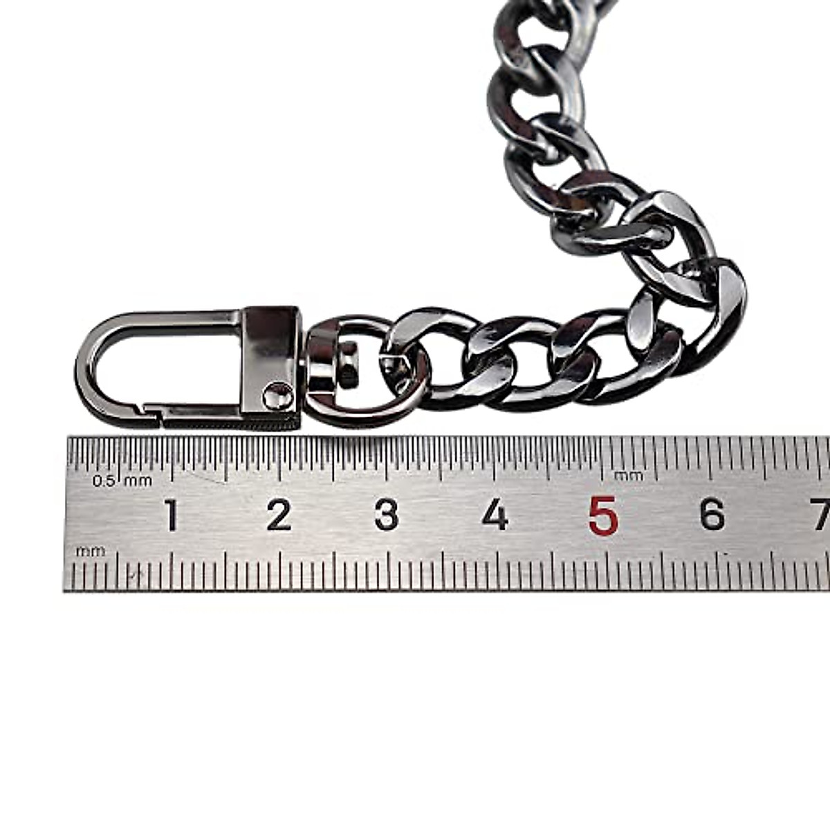 HEEHEE 7.9" (20cm) Purse Chain Strap Extender, Sturdy Flat Iron Replacement Chain with Buckles, Comfortable Shoulder Crossbody Strap for Handbags, Upscale Color Black Tone, 1 PCS