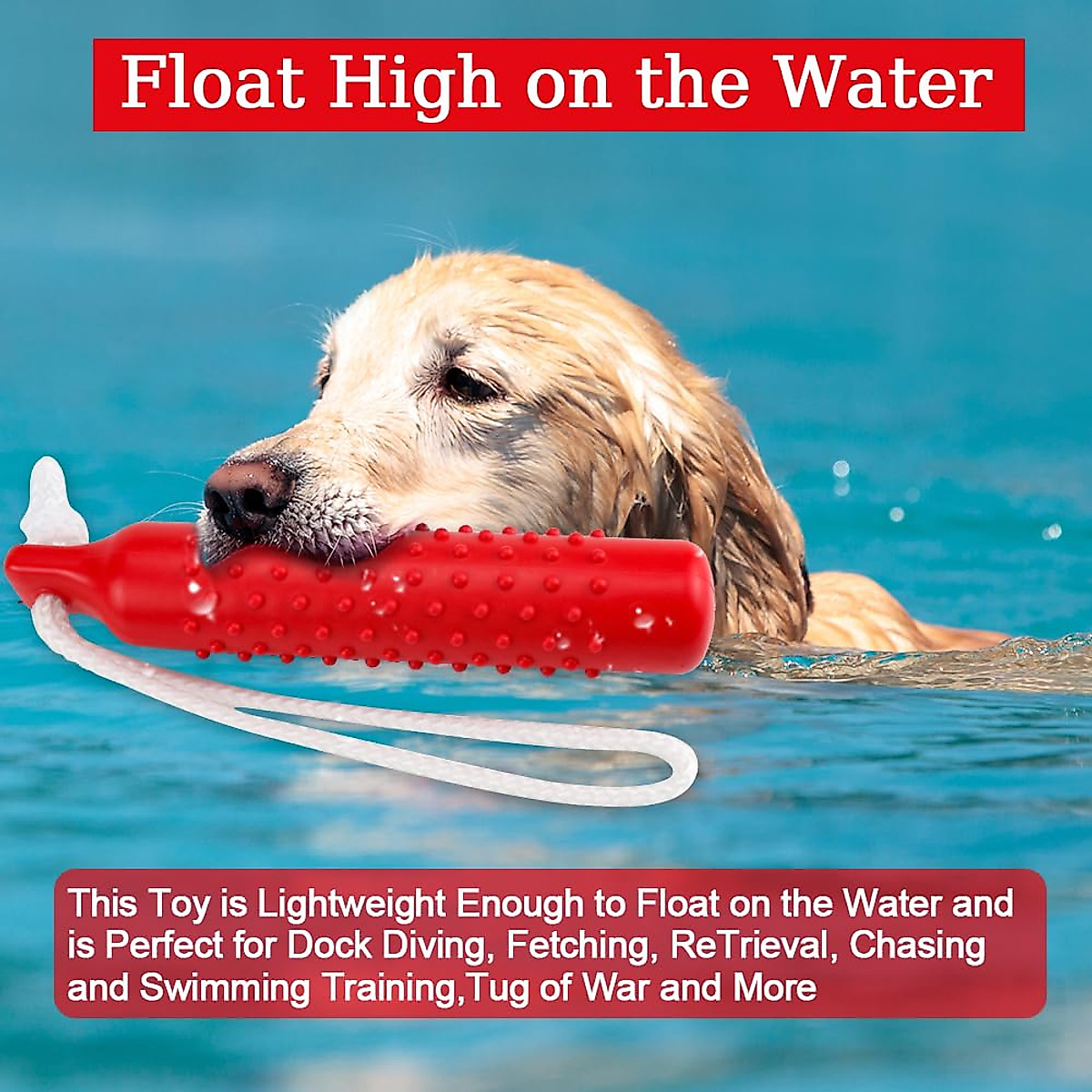 Aohcae Dog Float Toy, 100% Natural Rubber Dog Bumper with Rope - Dog Training Toys, Interactive Dog Fetch Toys Suit for Small, Medium, Large Dogs