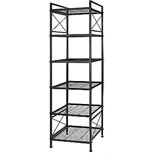 YOHKOH 6 Tier Metal Closet Storage Rack Shelves,Standing Storage Shelf Units for Laundry Bathroom Kitchen Pantry Closet(Black,17.0L x 12.9W x 64.9H)