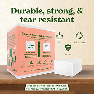 Caboo Tree Free Bamboo Paper Napkins, 4 Packs of 250, 1000 Total Napkins, Eco Friendly, Sustainable, and Disposable Kitchen Napkins