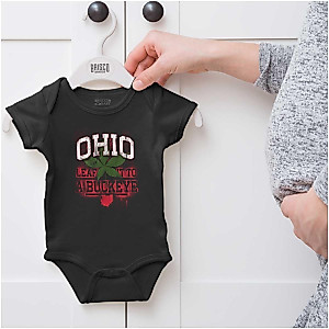 Brisco Brands Ohio Stenciled Buckeye Leaf OH Cool Baby Romper Boys or Girls
