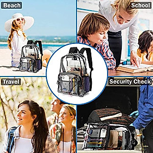 Clear Backpack School Bag Bookbag, Heavy Duty PVC Plastic Transparent See Through Backpacks for Men Women Girls Boys (Black)