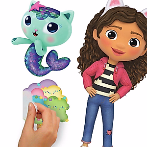 Gabby's Dollhouse RMK4823SCS Peel and Stick Wall Decals, Pink, Purple, Blue