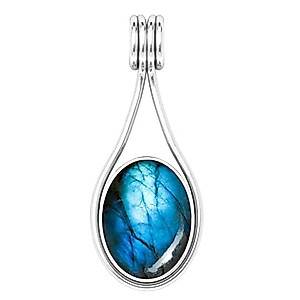 JEWELOPORIUM Genuine Gray Labradorite 925 Silver Pendant for Women Stone Handmade Silver Pendant Necklace Christmas - Gift Cocktail Jewelry