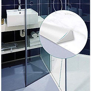 78inch Shower Threshold Water Dam Barrier Shower Door Bottom Seal Strip, Silicone Rubber Kitchen Sink Splash Guard, Corner Dam Water Retaining Strip for Countertop, Shower, Bathroom (Transparent)