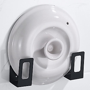 Hemoton 3 Pairs Pot Lid Rack Wall Mounted Stainless Steel Pan Lid Organizer Holder Self Adhesive Pot Lid Holders Kitchen Cooking Utensil Tool Black